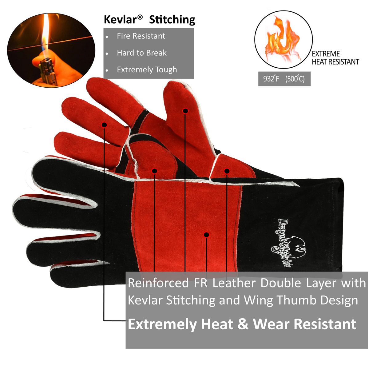 Dragon Slayer Destroyer 932°F Heat-Resistant Welding Gloves